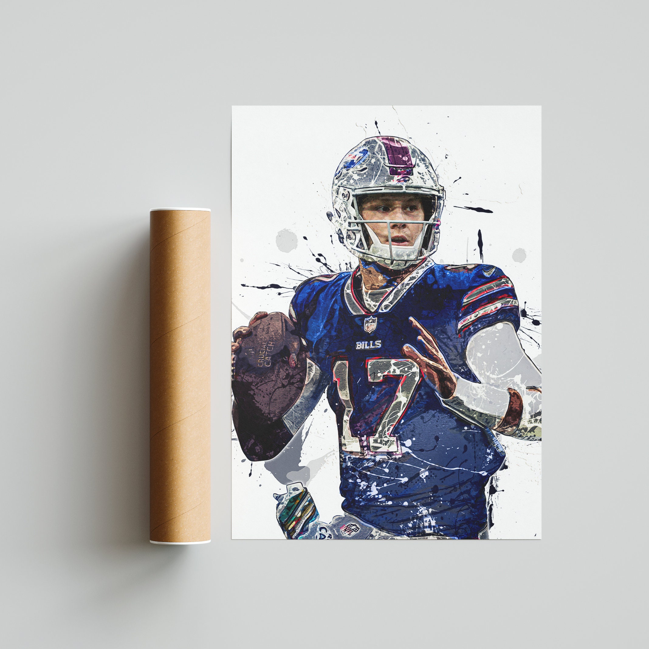 Josh Allen Poster Football Painting Hand Made Canvas Framed - Etsy