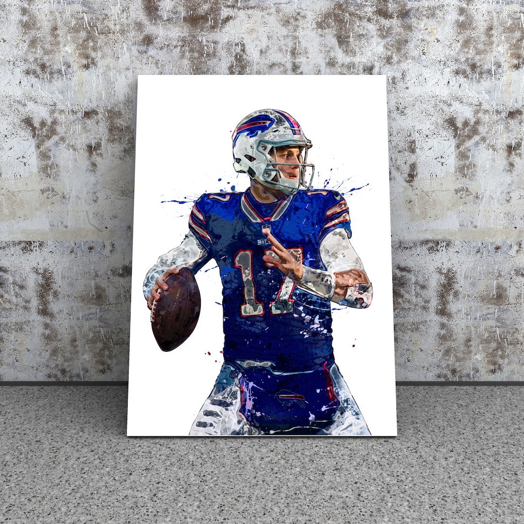 Josh Allen Football Painting Hand Made Canvas Framed Wall - Etsy