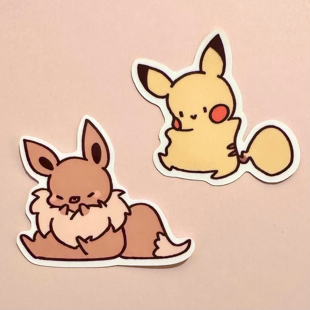 Cute Pikachu & Eevee Vinyl Johto Starter Stickers Pokémon Lets Go - Etsy