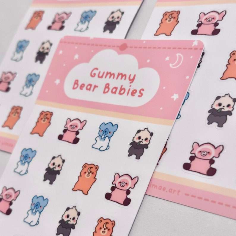 Pokemon Gummy Bear Vinyl Planner Stickers Teddiursa, Cubchoo, Pancham ...