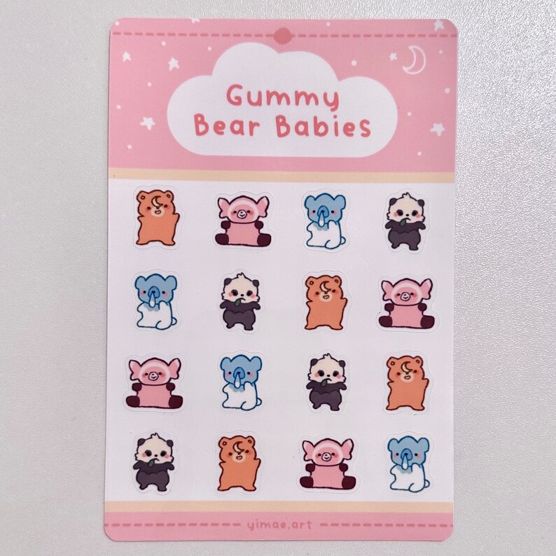 Pokemon Gummy Bear Vinyl Planner Stickers Teddiursa, Cubchoo, Pancham ...