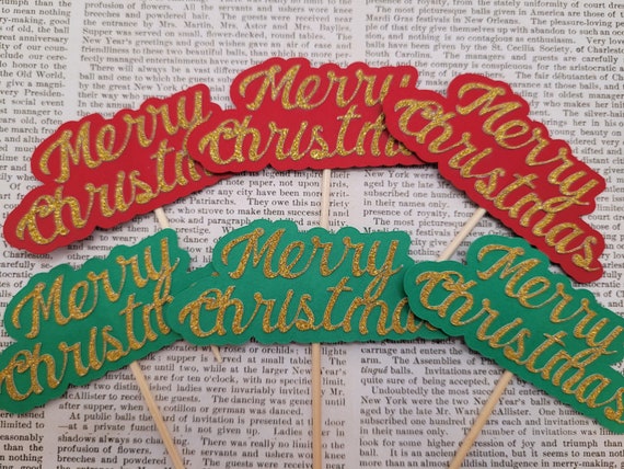 Merry Christmas Cupcake Toppers Cupcake Toppers Christmas - Etsy
