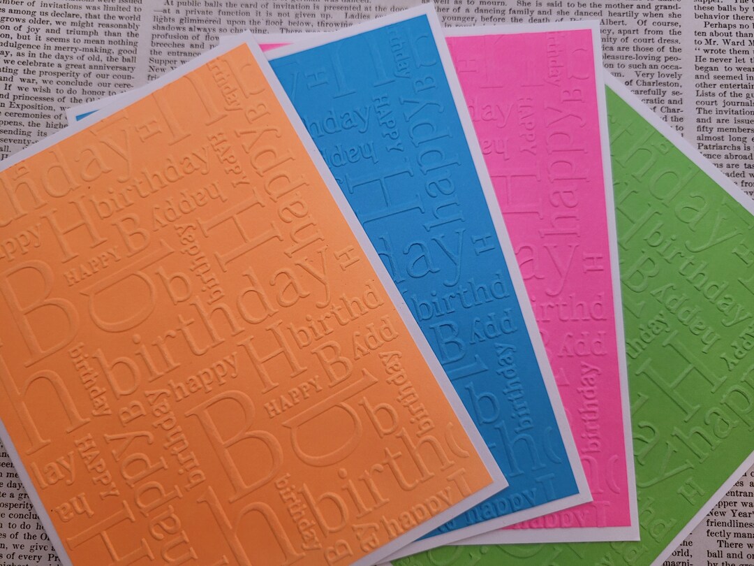 Embossed Birthday Cards Set , Bright Colourful Cards , Greeting Cards ...