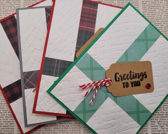 Set of 5 Button Christmas Cards Christmas Baubles Cards/ - Etsy