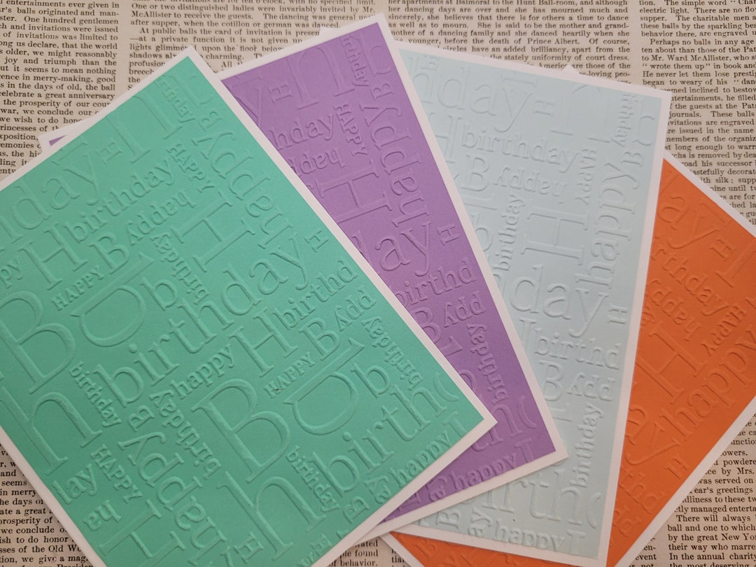 Embossed Birthday Cards Set , Pastel Colourful Cards , Greeting Cards ...