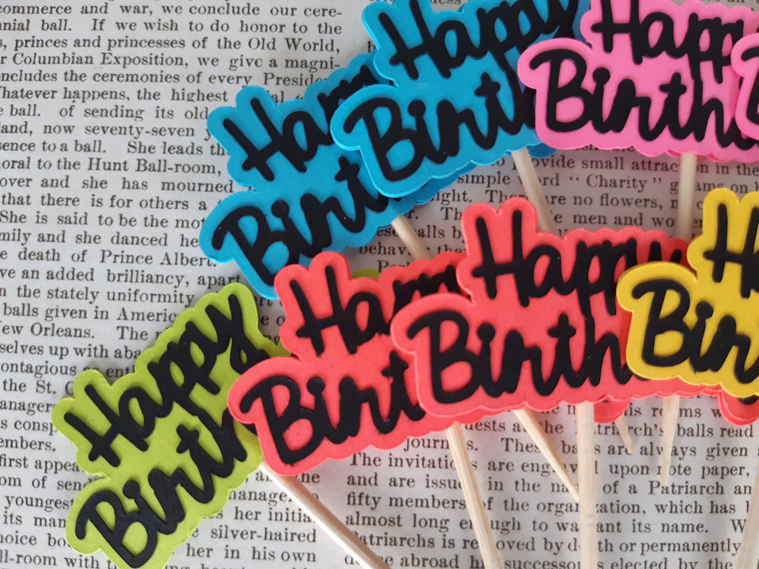 Happy Birthday Cupcake Toppers Birthday Decorations Etsy