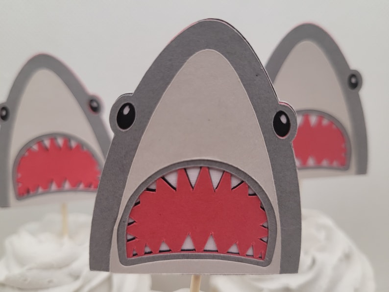 Sharks Cupcake Toppers, Shark Toppers, Birthday Cupcake Toppers, Shark ...