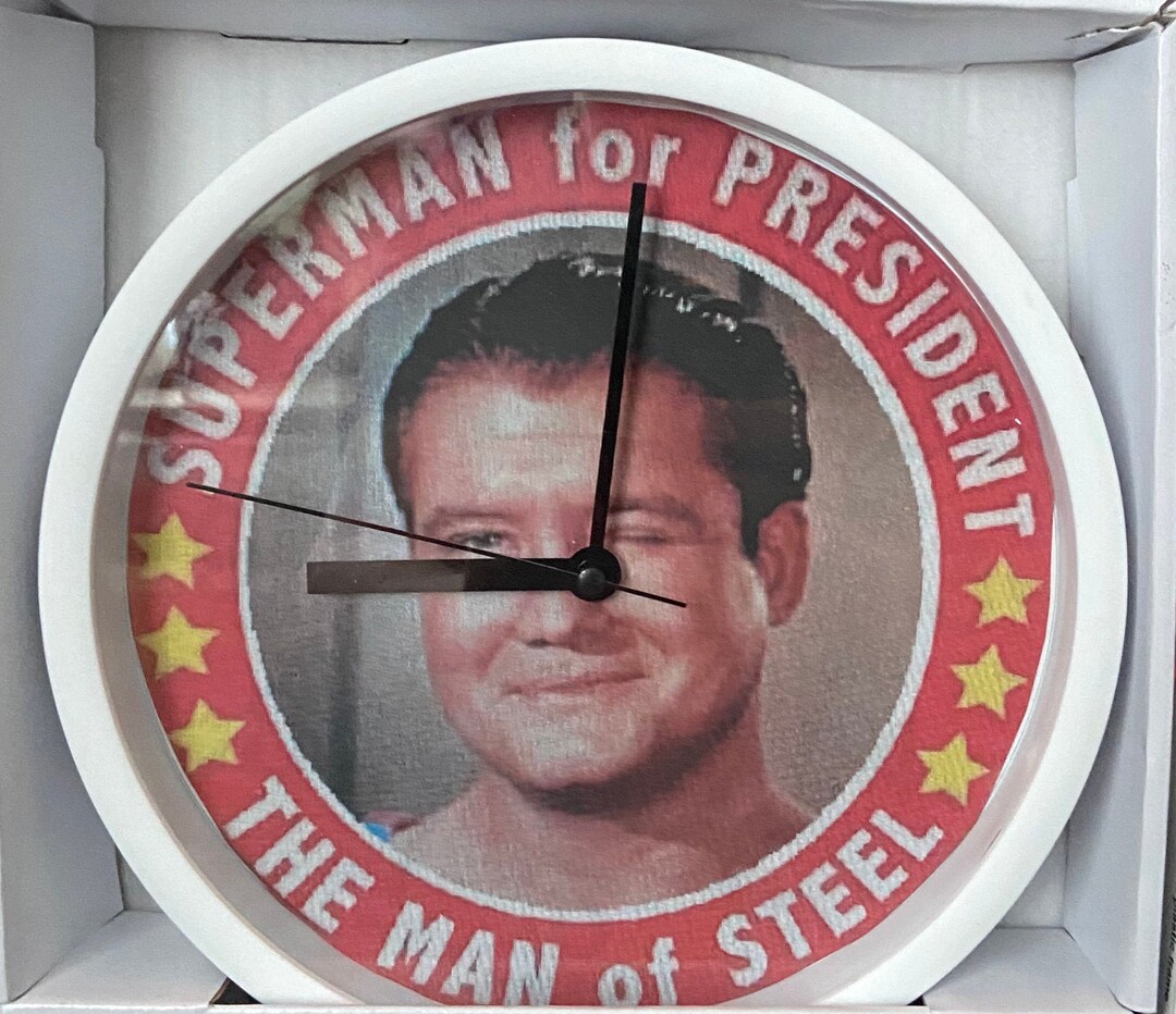 Superman for President 8” Clock Wall Hangings Novelty Wall Clocks ...
