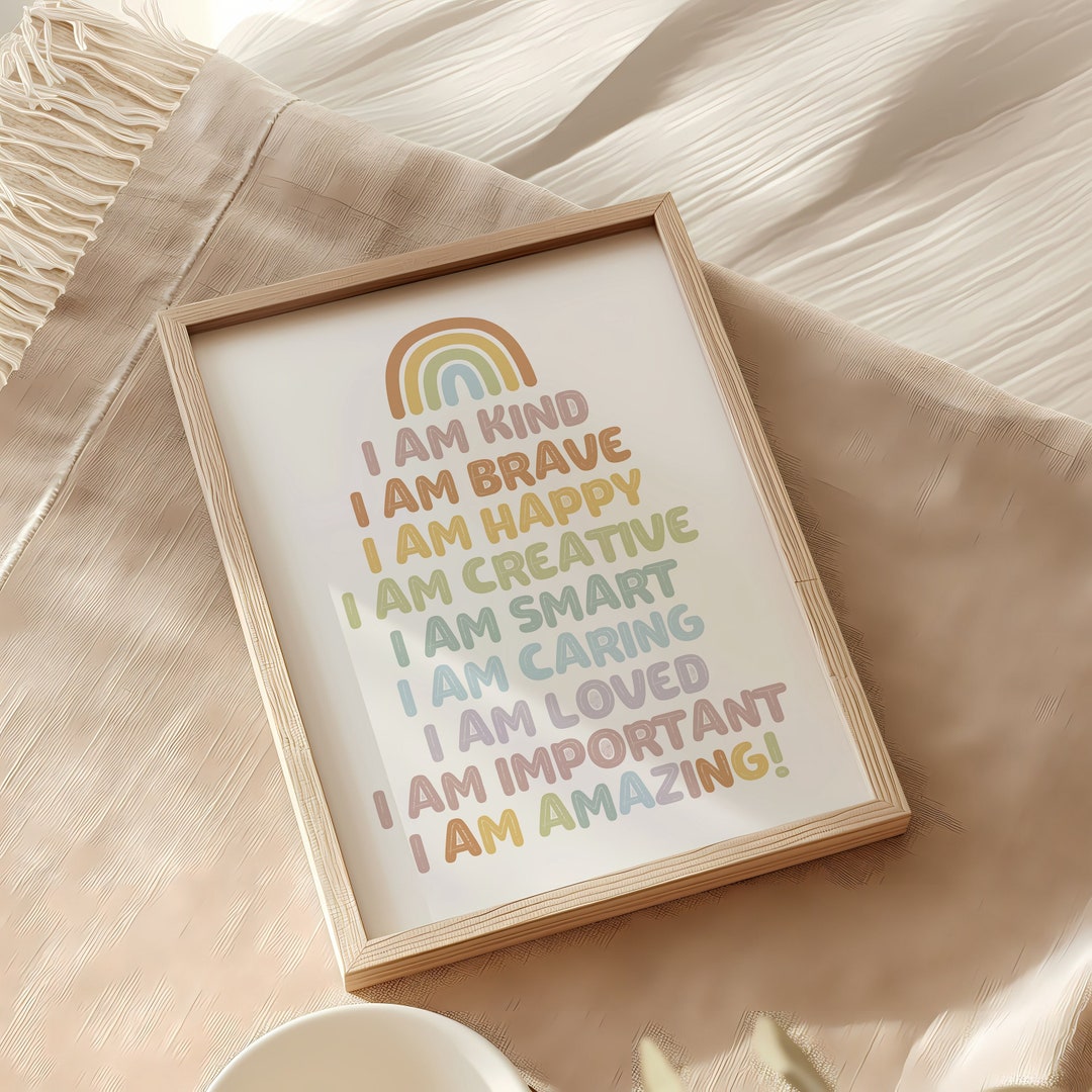 Rainbow Affirmation Print: Motivational Kids Room Decor (digital ...