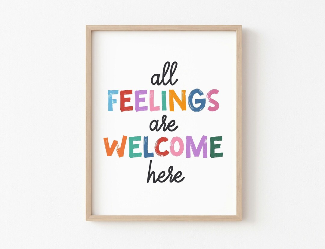 All Feelings Welcome Here Print: Kids Playroom, Classroom Decor ...