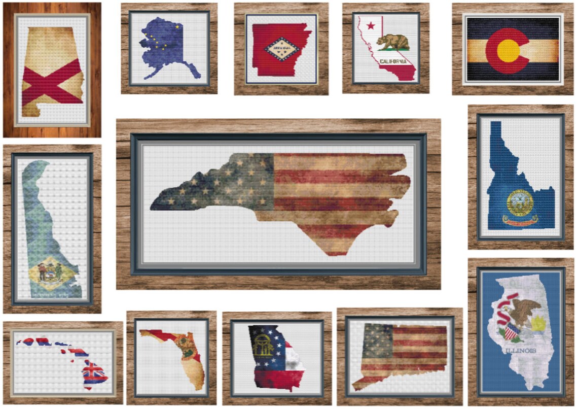 State Flag Cross Stitch - Etsy