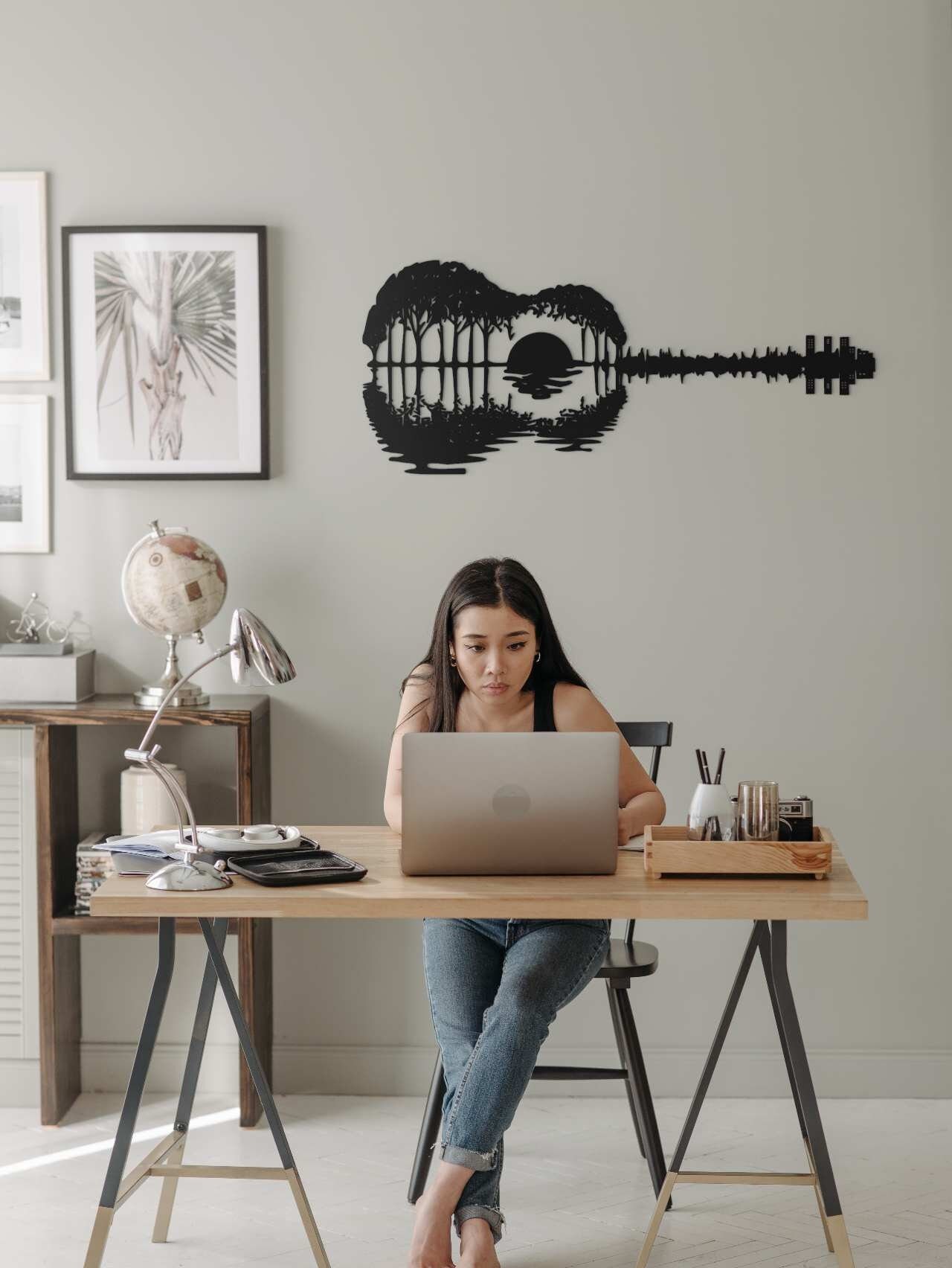 Guitarra sol puesta sol Vector Dxf Svg Ai para CNC - Etsy México