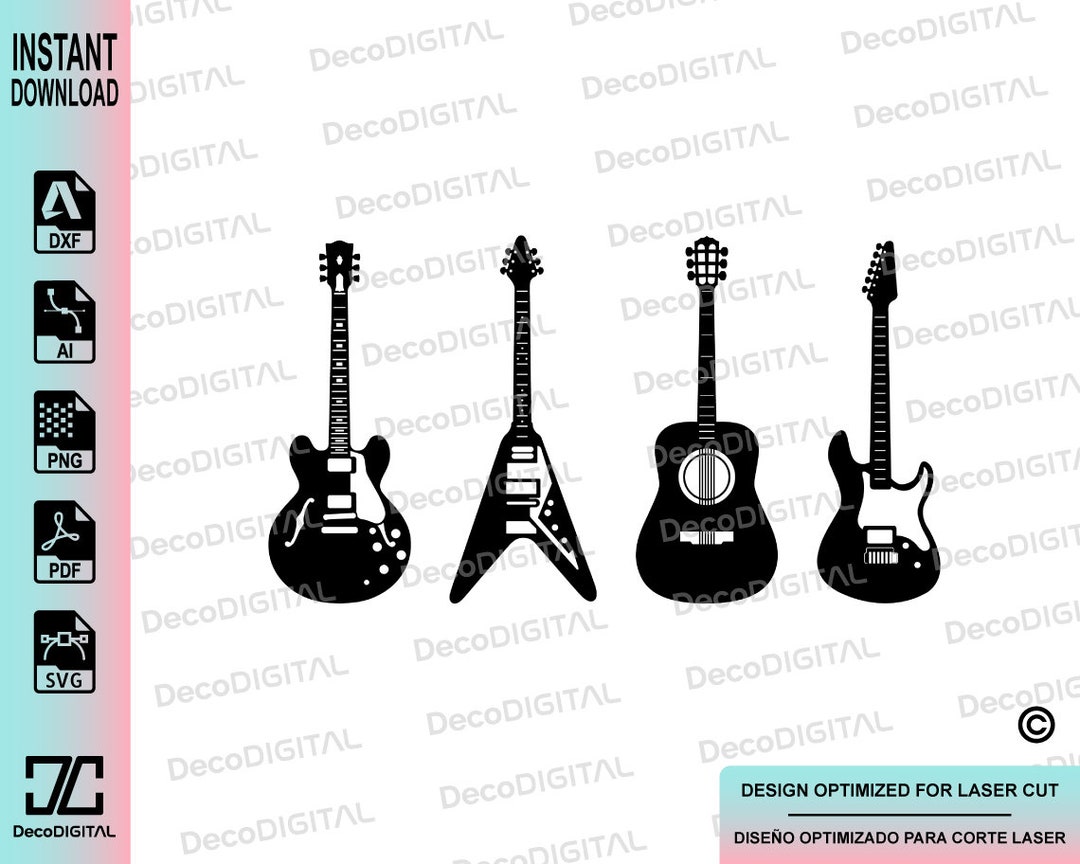 Guitar Landscape Vector Dxf, Svg, Ai, for CNC, Cnc Wall Decoration, Cnc ...
