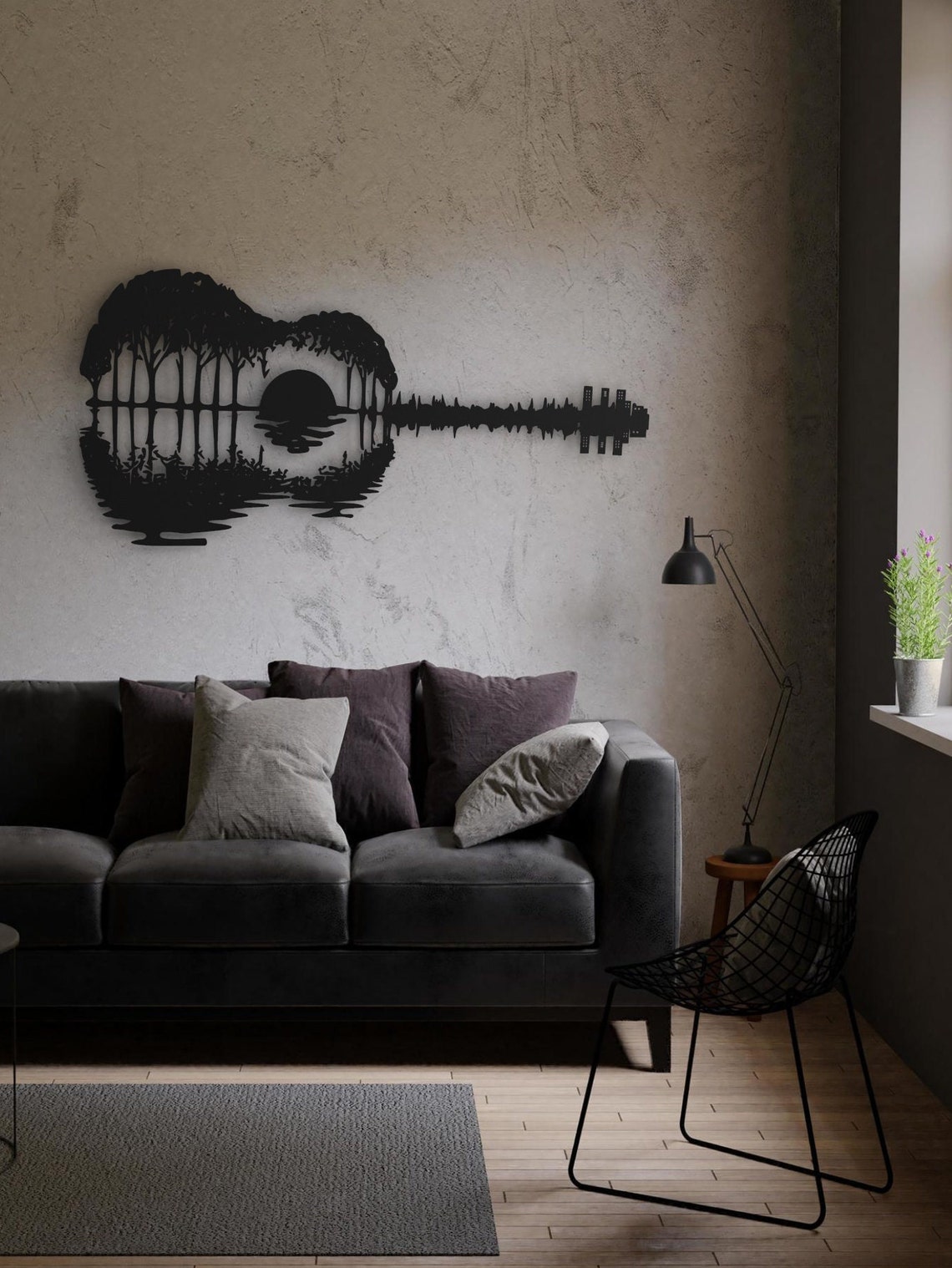 Guitarra sol puesta sol Vector Dxf Svg Ai para CNC - Etsy España