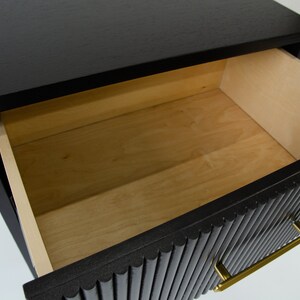 Black Mid-century Modern Fluted Dowel Wood Nightstand Set Pair - Etsy