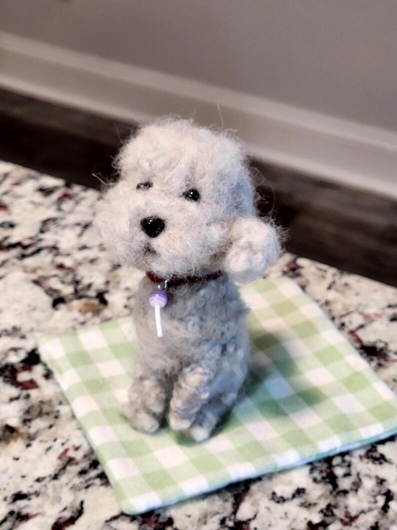 Tiny Silver Poodle. Needle Felted Poodle Dog Miniature Dollhouse ...
