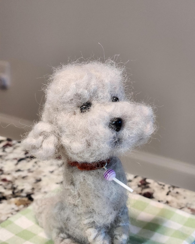 Tiny Silver Poodle. Needle Felted Poodle Dog Miniature Dollhouse ...