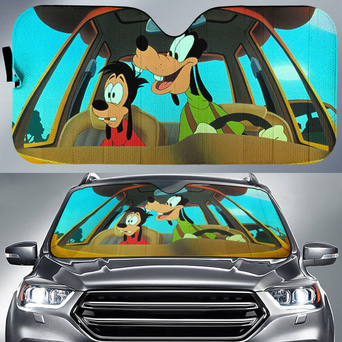 A Goofy Movie Goof And Goofy On The Open Road 4 Car Sun Shade | Etsy