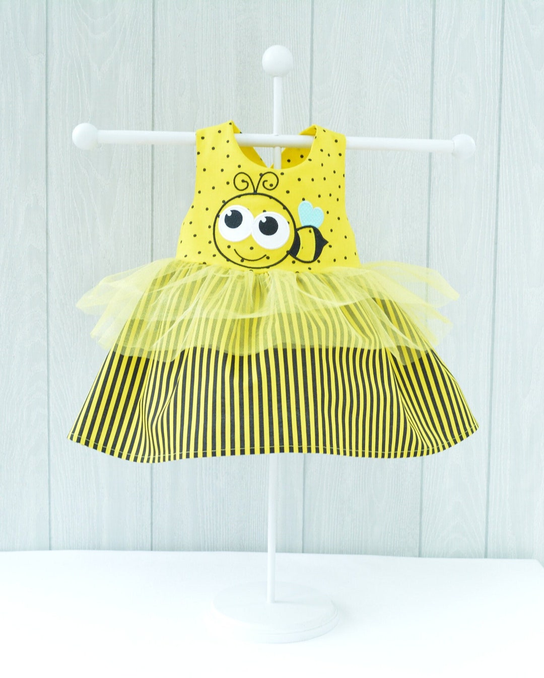 Buzzy Bee Girls Dress, Toddler Bee Dress, Child Bee Outfit, Kids ...