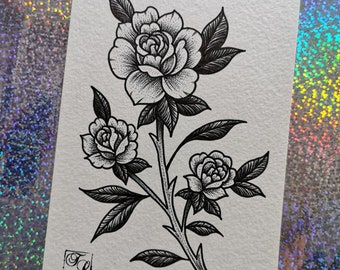Rose Ink Sketch, Rose Drawing, Original Art Rose, Original Drawing ...