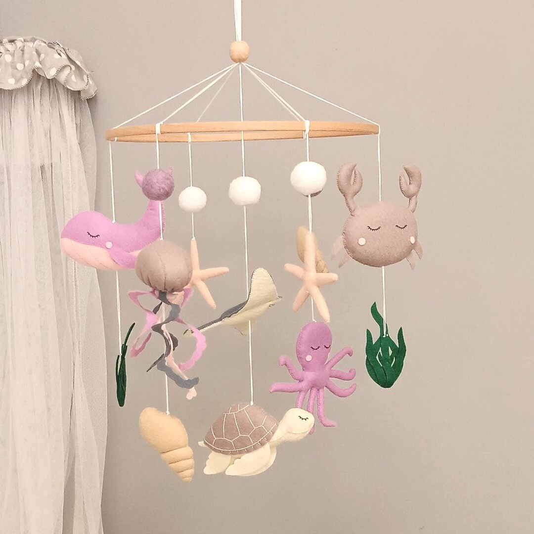 Under the Sea Baby Mobile, Sea Creature Crib Mobile, Purple Nursery ...