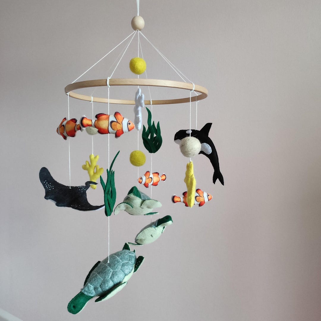 Under the Sea Baby Crib Mobile, Sea Turtle Nursery Decor, First Newborn ...
