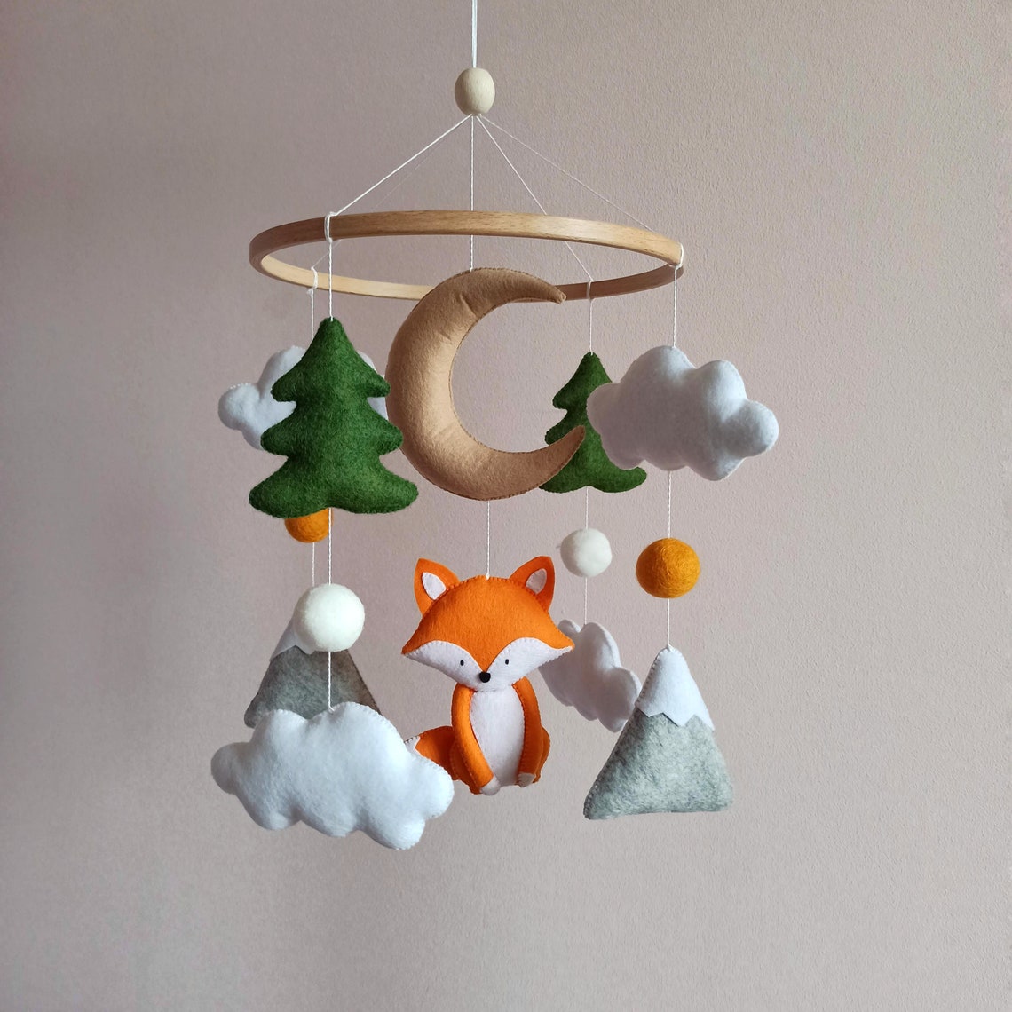 Woodland Mobile With Fox Forest Animals Mobile Mountain | Etsy