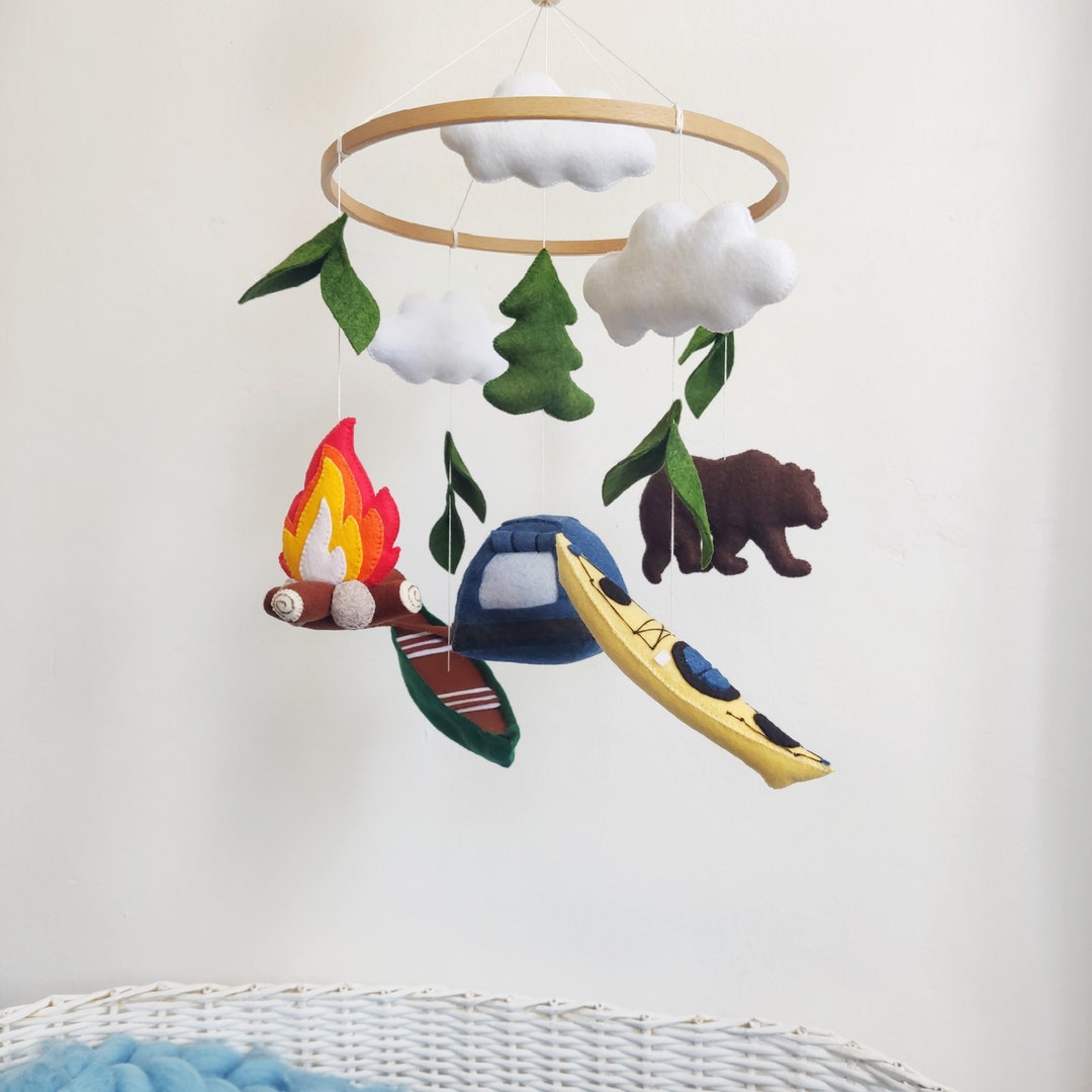 Woodland Baby Mobile for Crib, Baby First Christmas Gift, Tent Canoe ...