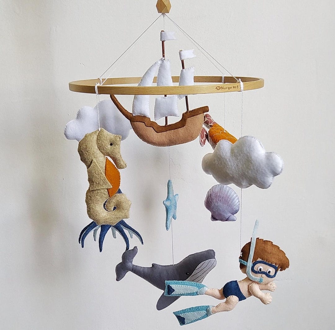 Sea Creature Baby Mobile, Scuba Baby Mobile, Snorkeling Boy Nursery ...