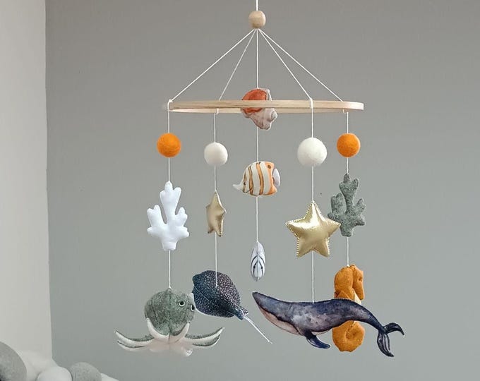 Ocean Baby Mobile. Nautical Baby Mobile. Ocean Baby Mobile With Whale ...