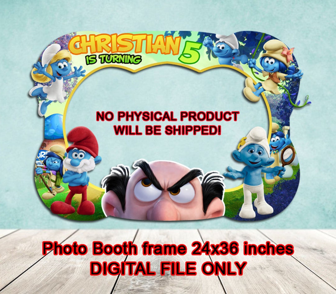 Smurfs Photo Booth Frame, Smurfs Photo Booth, Smurfs Party Theme Decor ...