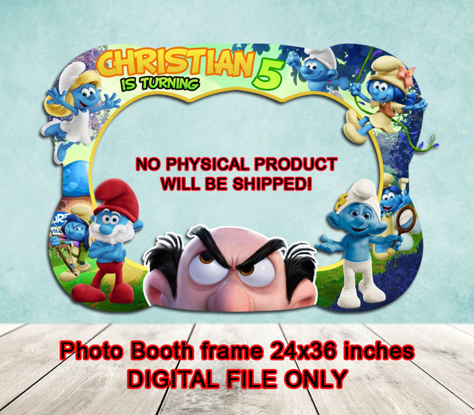 Smurfs Photo Booth Frame, Smurfs Photo Booth, Smurfs Party Theme Decor ...