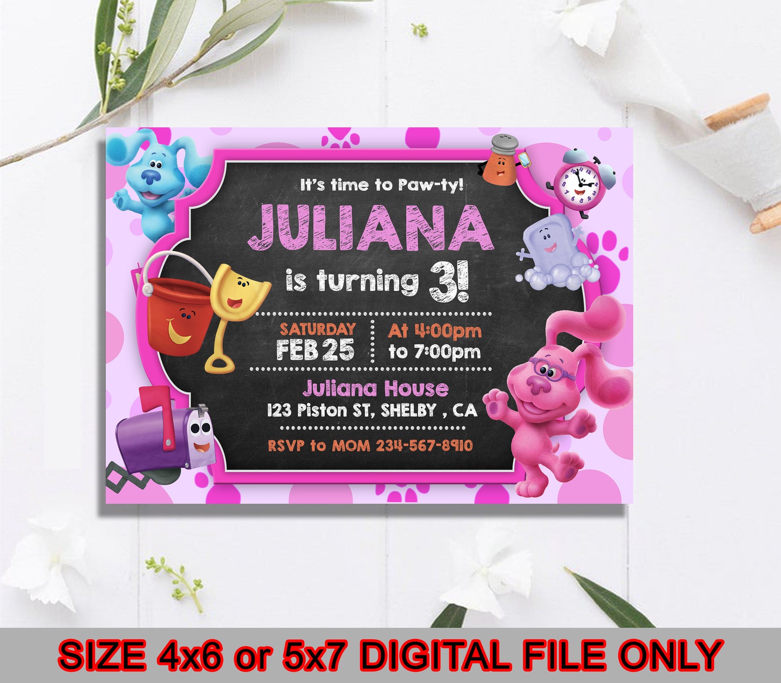 Blue's Clues Girl Invitation Blue's Clues Girl - Etsy