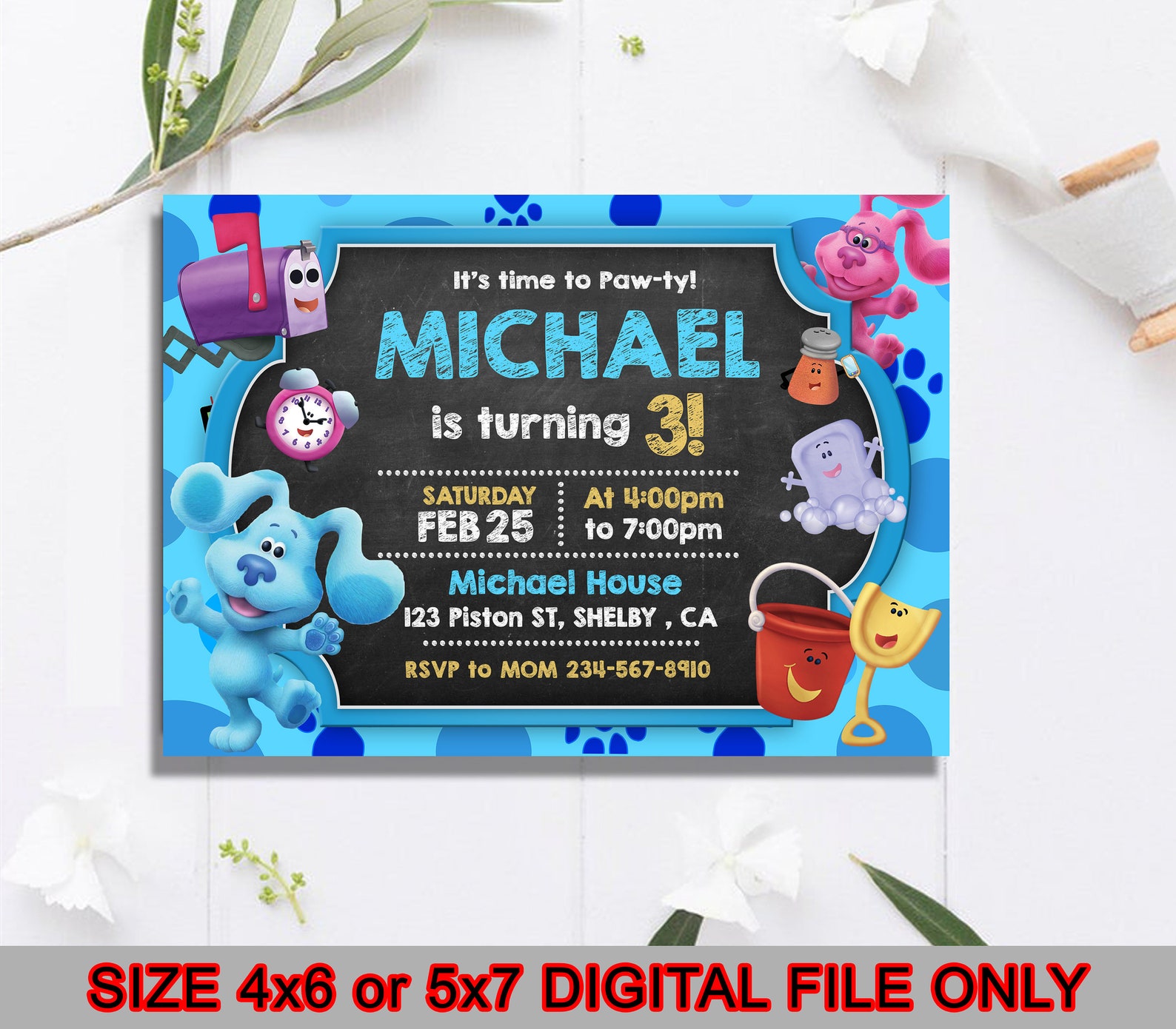 Blue's Clues Birthday Invitation Blue's Clues - Etsy