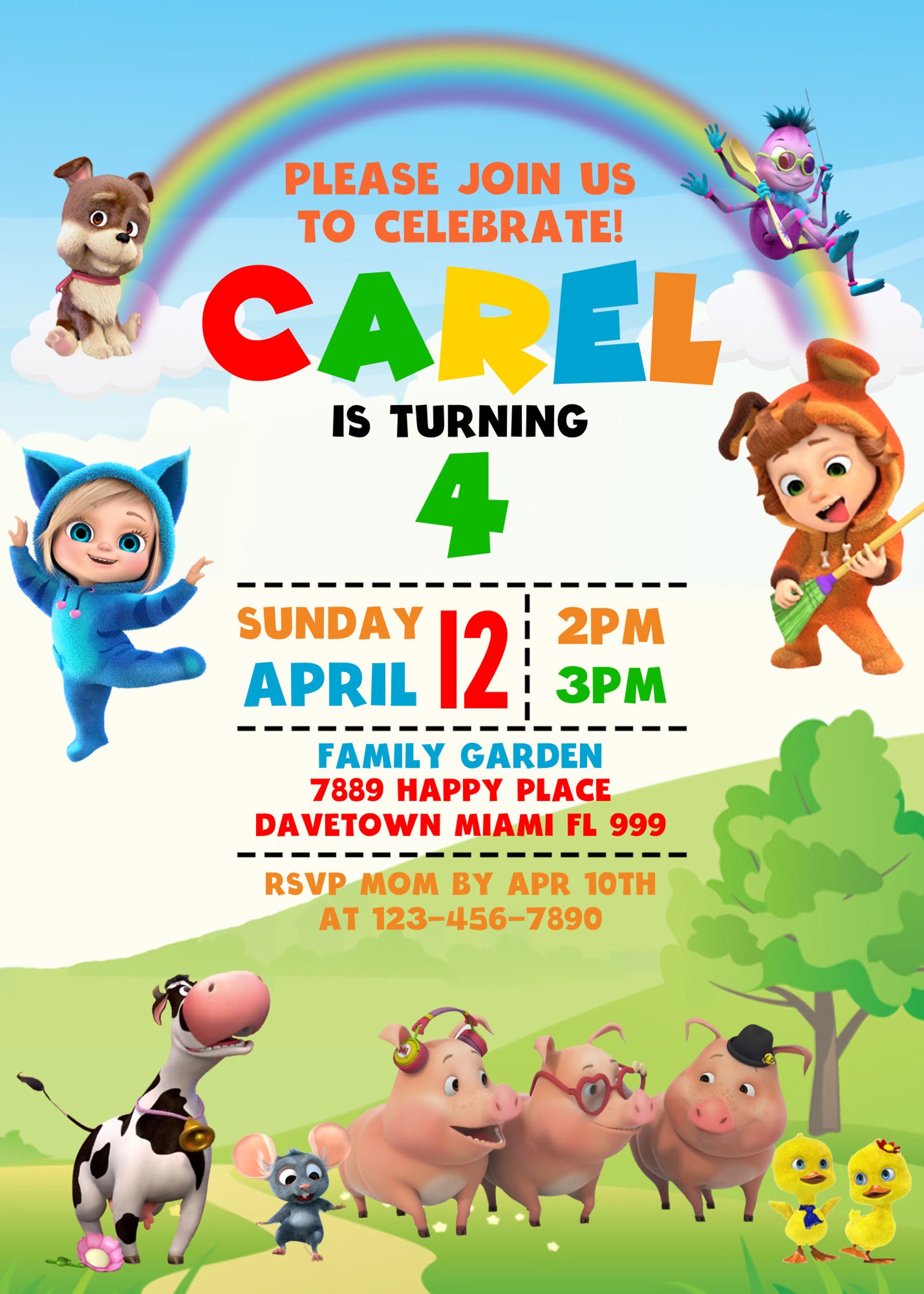 Dave and Ava Invitation, Dave and Ava Birthday Invitation, Editable ...