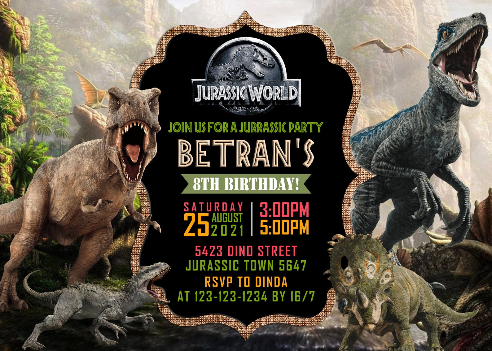 Jurassic World Birthday Invitation Jurassic World Invitation - Etsy Canada