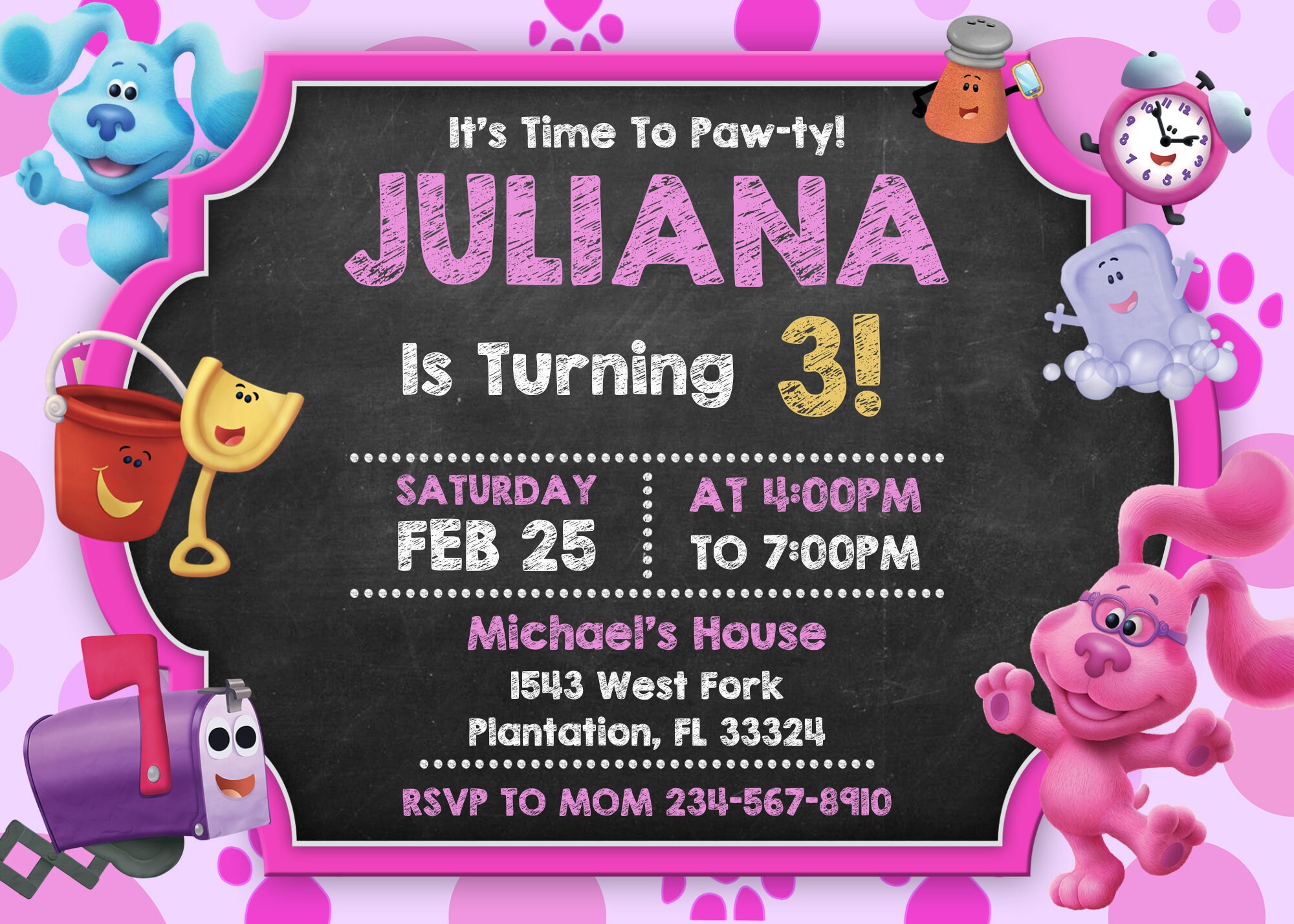 Blue's Clues Girl Invitation Blue's Clues Birthday - Etsy