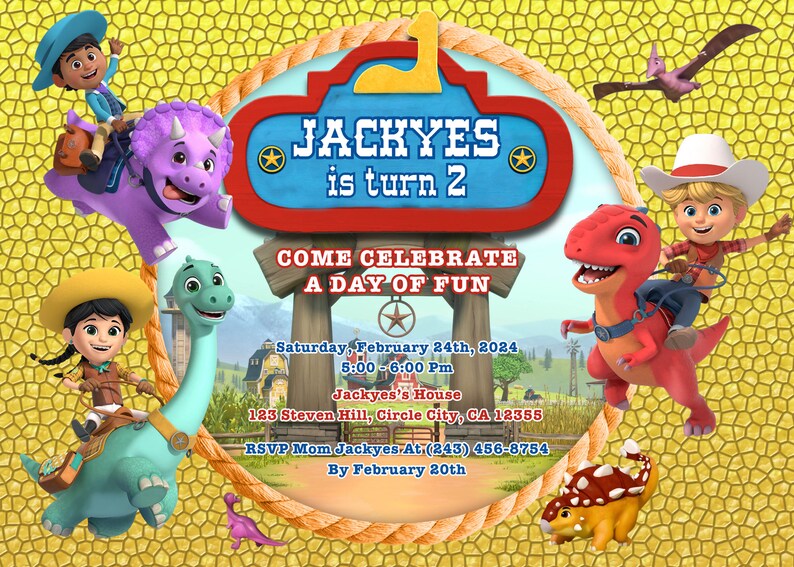 Dino Ranch Invitation, Dino Ranch Kids Birthday Editable, Dino Ranch ...