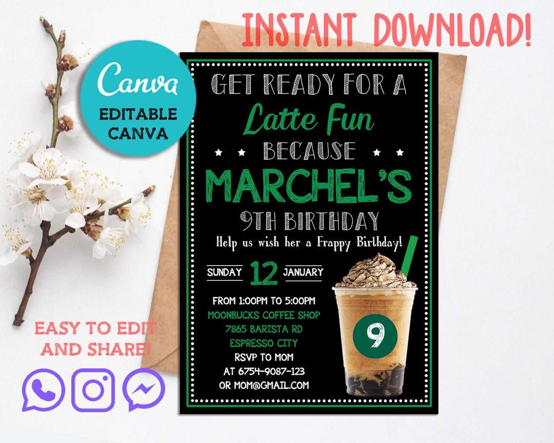 Coffee Shop Birthday Invitation Instant Download, Coffee Shop ...