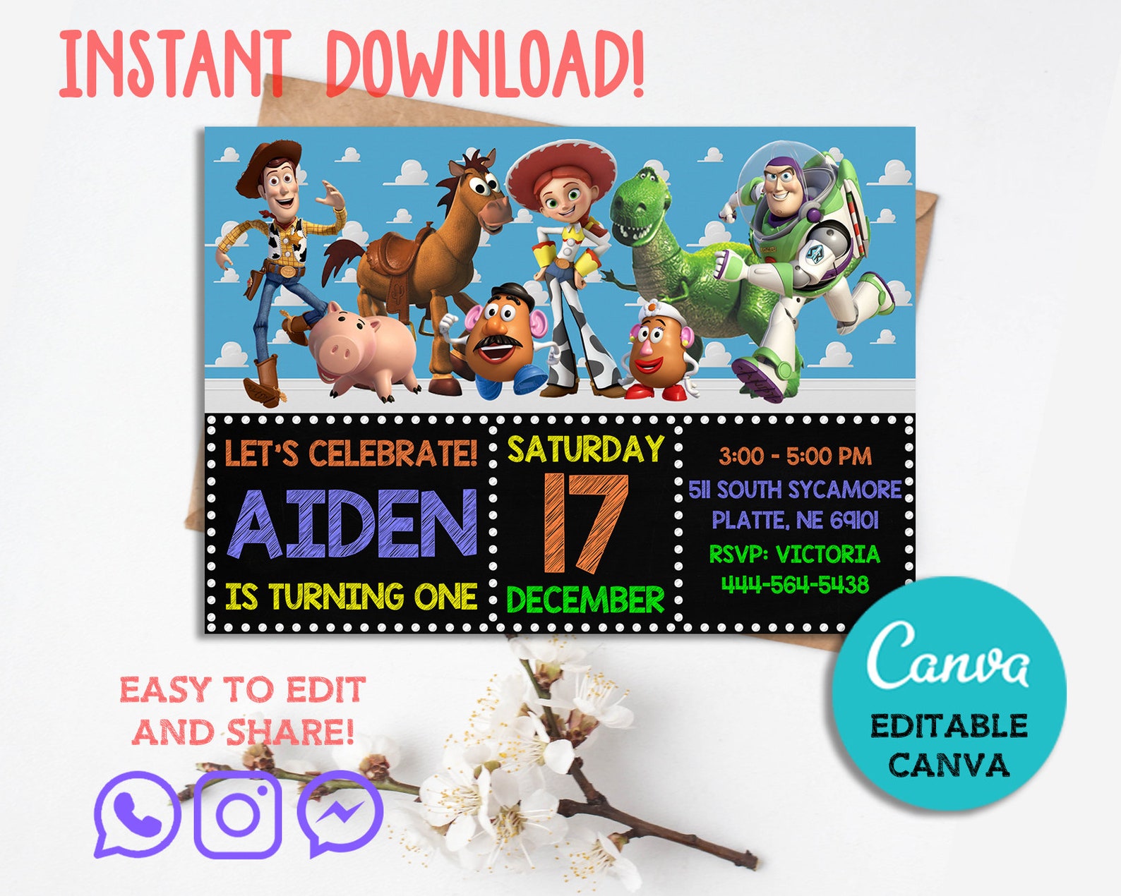 Toy Story Birthday Invitation, Toy Story Birthday, Toy Story Invitation ...