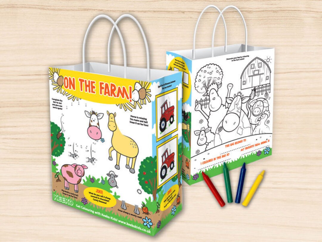 On the Farm 100 Kids Activity Meal Bags With Crayons - Etsy