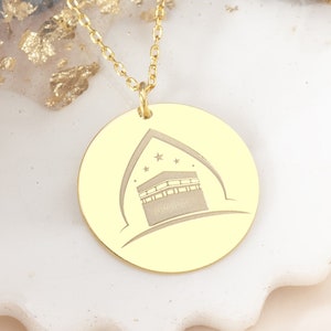Masjid Al-haram Kaaba Necklace, 925 Sterling Silver Pendant, 24K Gold ...