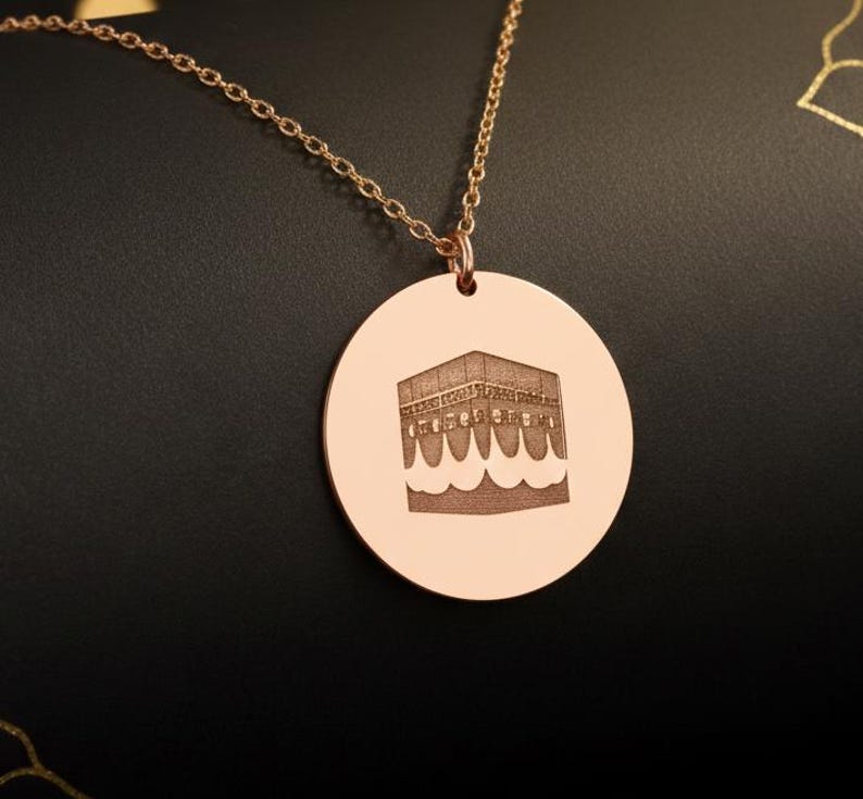 Kaaba Necklace: 24K Gold Plated Silver Islamic Pendant Masjid Al-haram ...