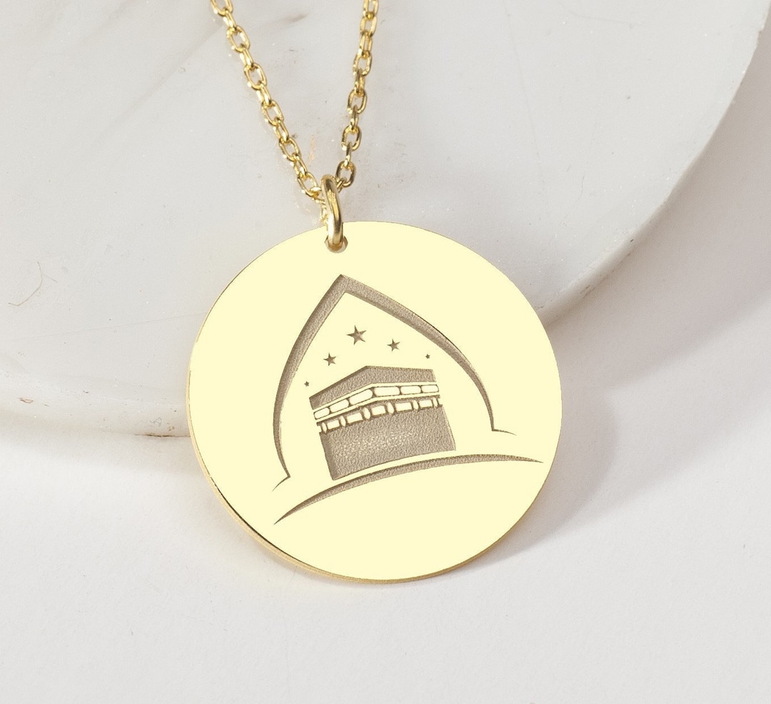 Masjid Al-haram Kaaba Necklace, 925 Sterling Silver Pendant, 24K Gold ...