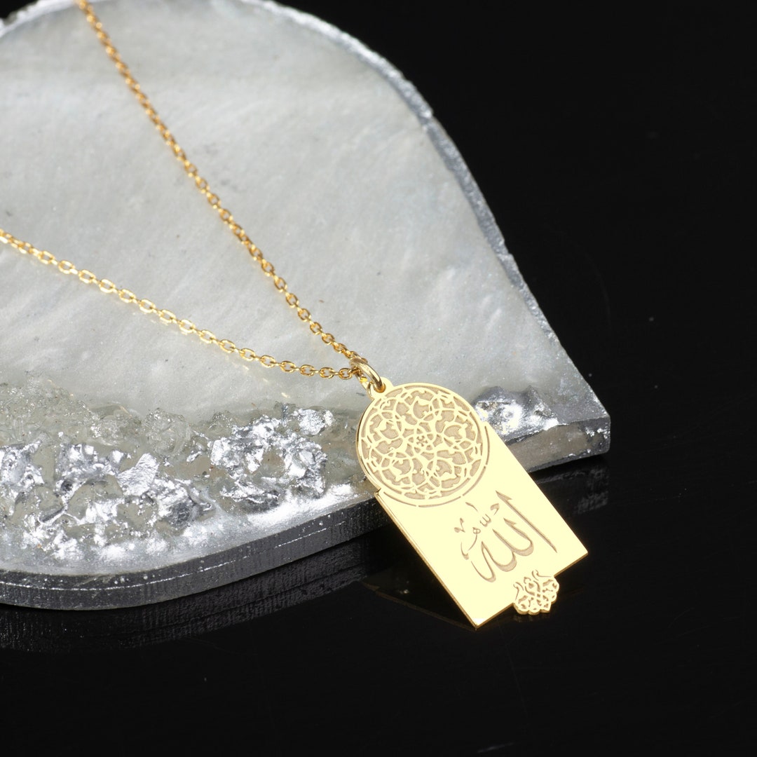 Allah Necklace; 925 Sterling Silver, Muslim Pendant, 24K Gold Jewelry ...