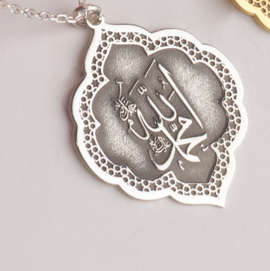 Allah Mohammed Necklace &islamic Art 925 Sterling Silver Pendant, 24K ...