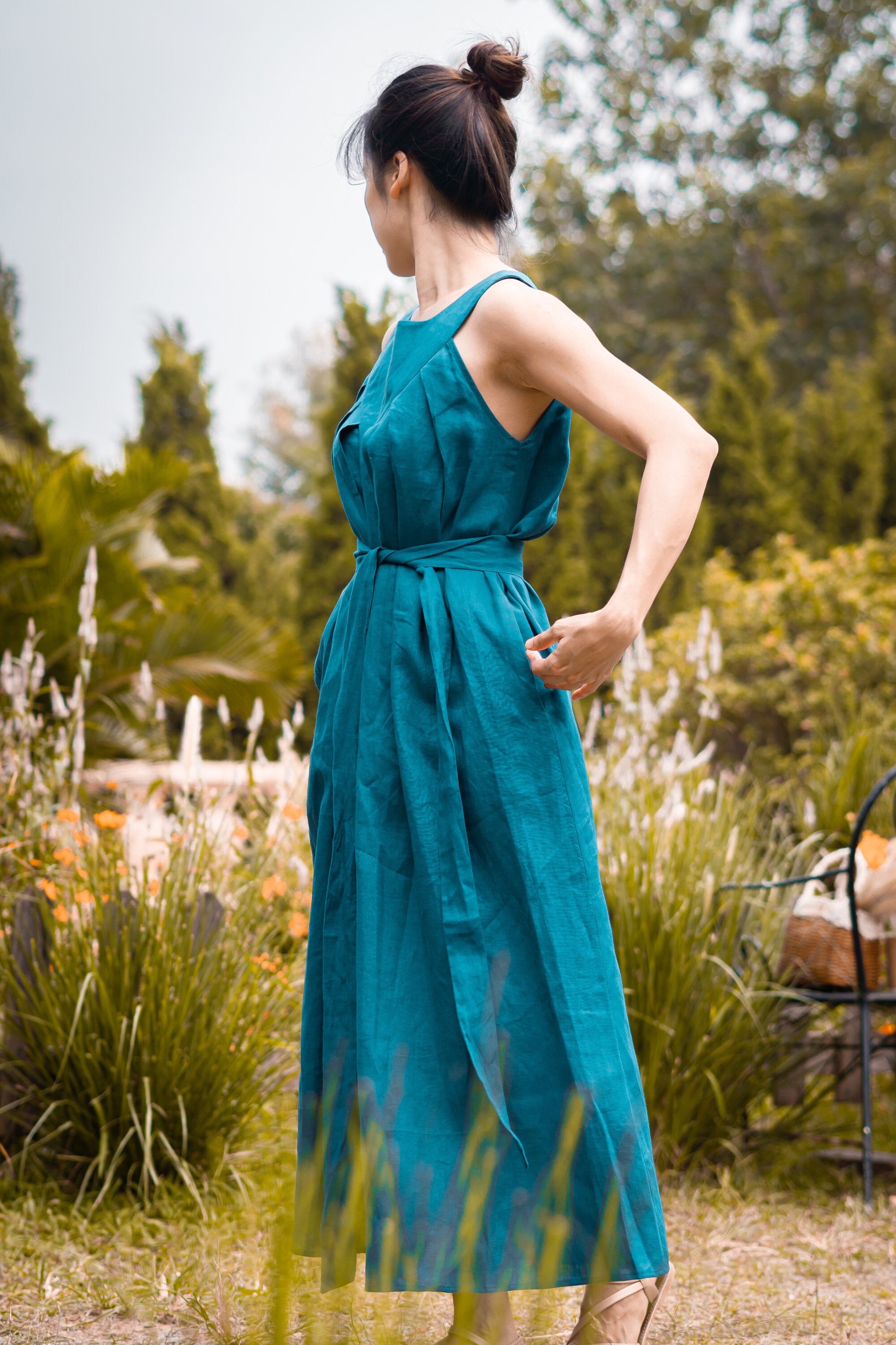 Linen Dress for Women, Linen Maxi Dress, Linen Summer Dresses, Green ...