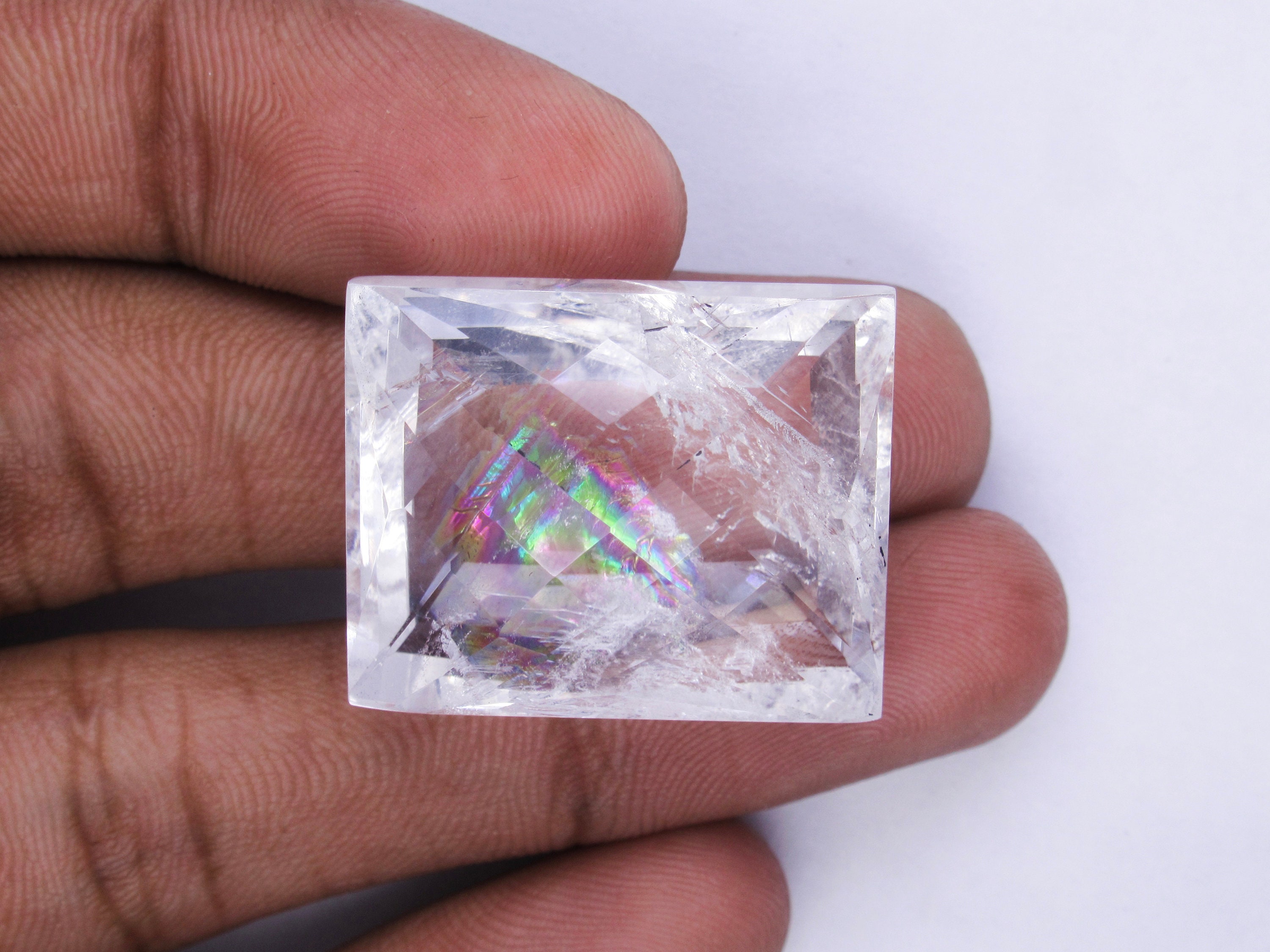 Natural Phantom Quartz Rainbow Crystal, Baguette Shape Crystal Quartz ...