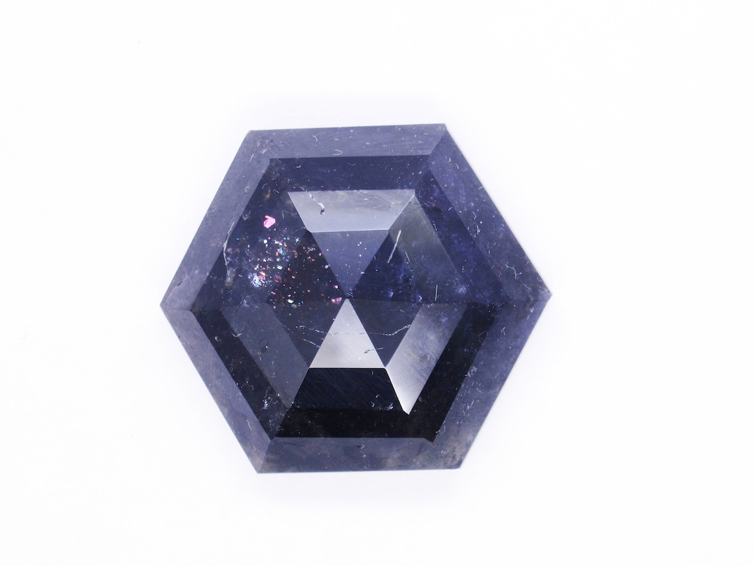 Natural Iolite Sunstone Gemstone, Hexagon Shape Iolite Cabochon, Faceted Blue Iolite Loose ...