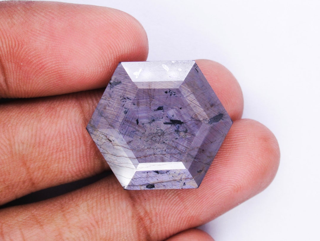 Natural Purple Star Sapphire Gemstone, Hexagon Shape Star Sapphire Ruby ...